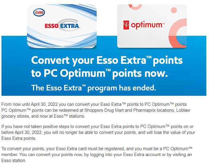 LAST Chance to convert Esso Extra to PC Optimum - Pointshogger